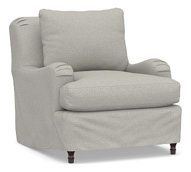 Carlisle Armchair Slipcover, Performance Boucle Pebble - Pottery Barn ...