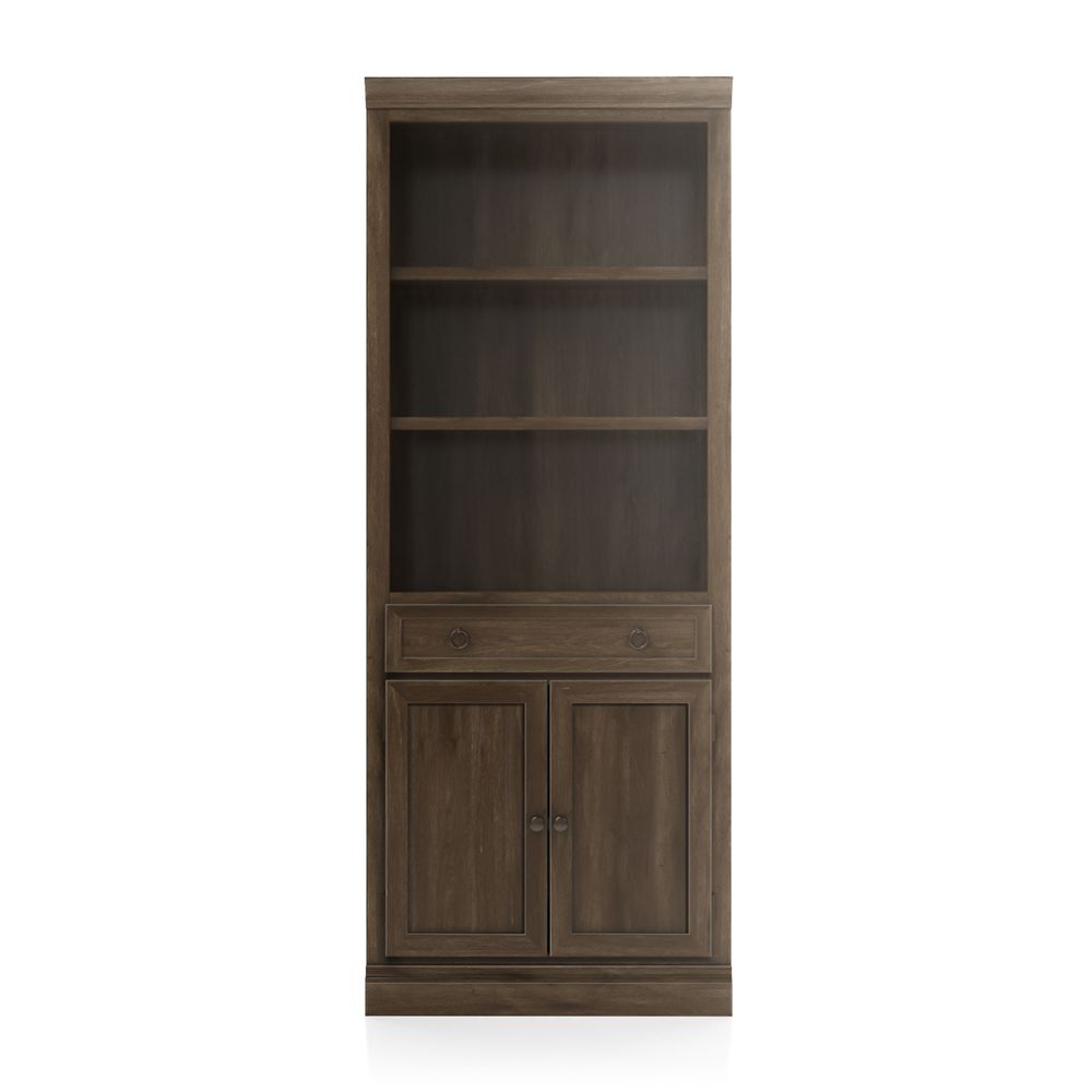 Cameo Nero Noce Storage Bookcase with Middle Crown - Crate and Barrel ...