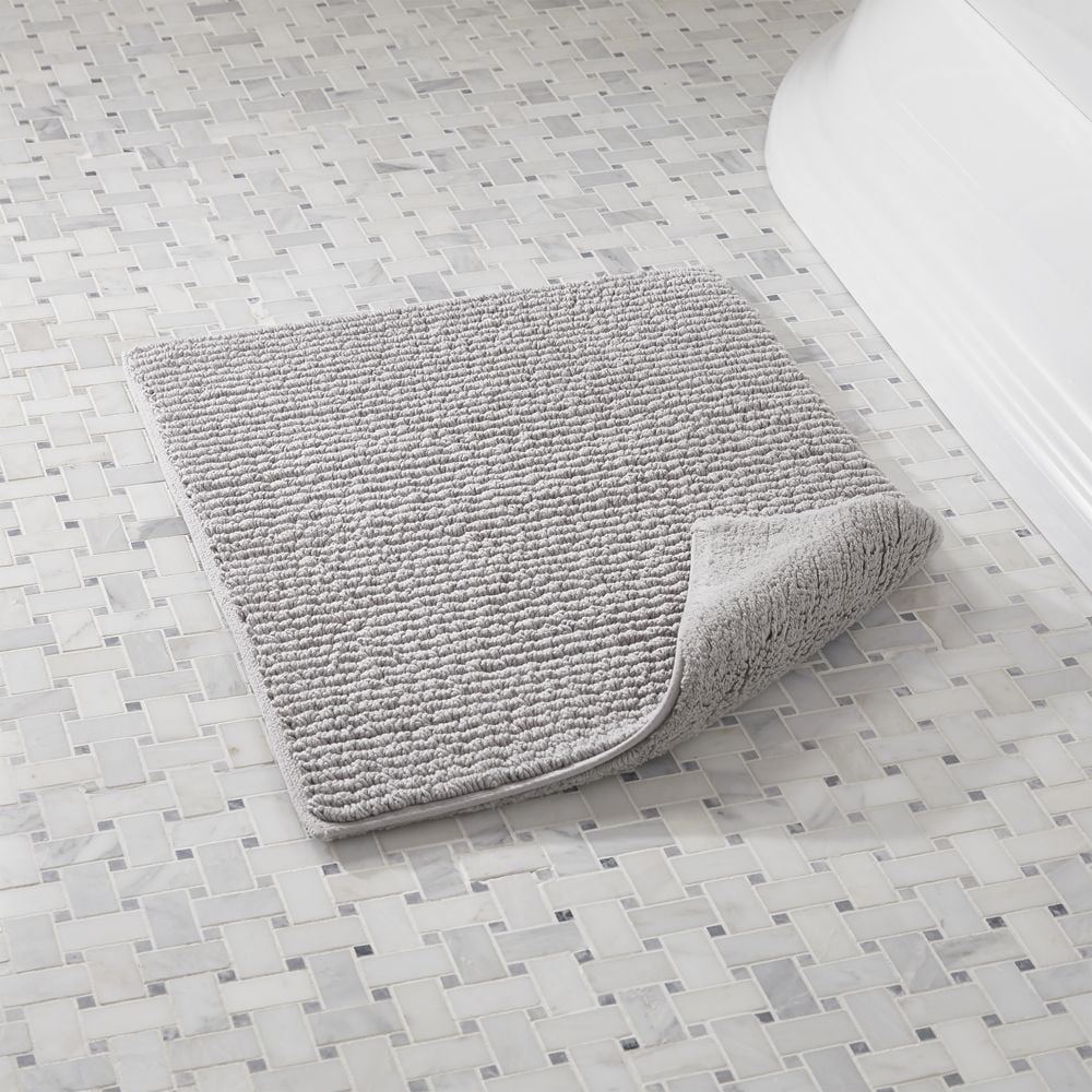 Rylan Cotton Ribbed Reversible Silver Bath Rug 18"x24" - Crate and ...
