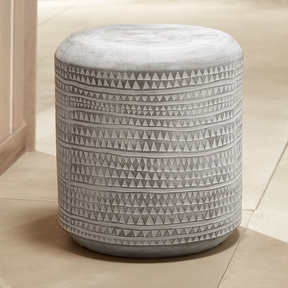 Grey Embossed Stool-Side Table - CB2 | Havenly