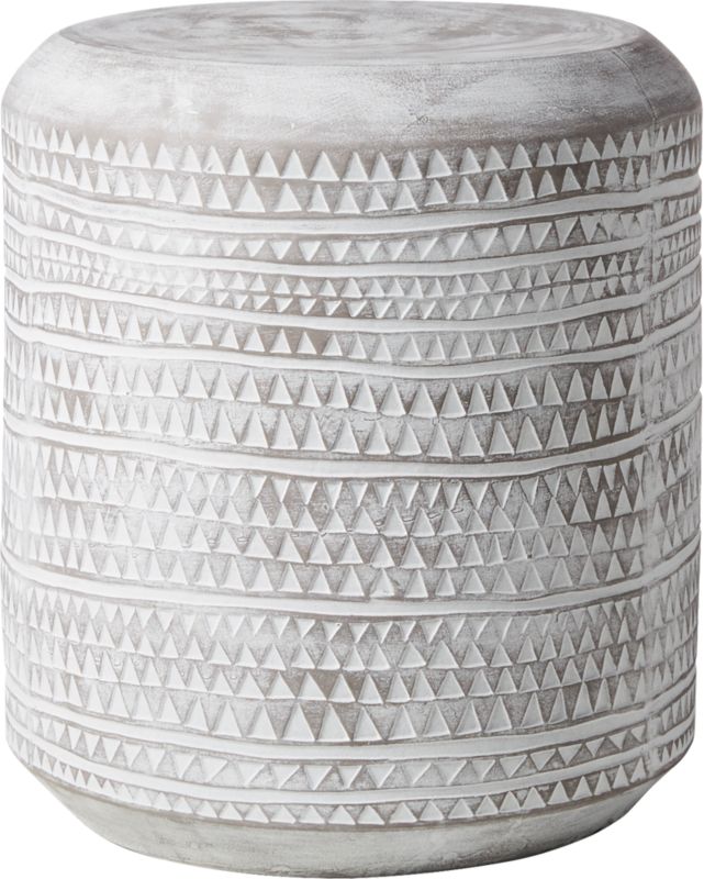 Grey Embossed Stool-Side Table - CB2 | Havenly