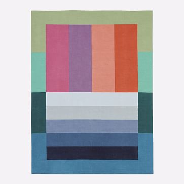 Margo Selby Stripe Block Rug, Cool Multi, 5'x8' - West Elm | Havenly