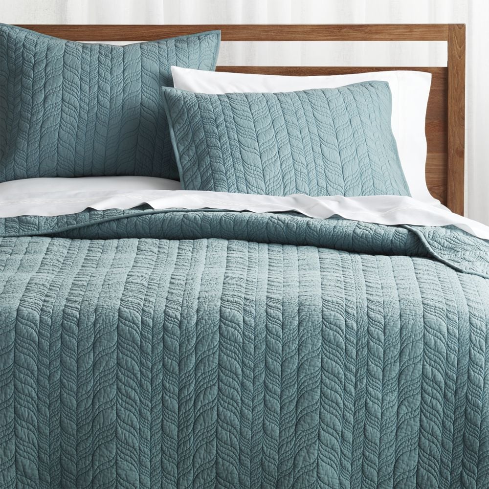 Tamara Teal Full/Queen Quilt - Crate and Barrel | Havenly