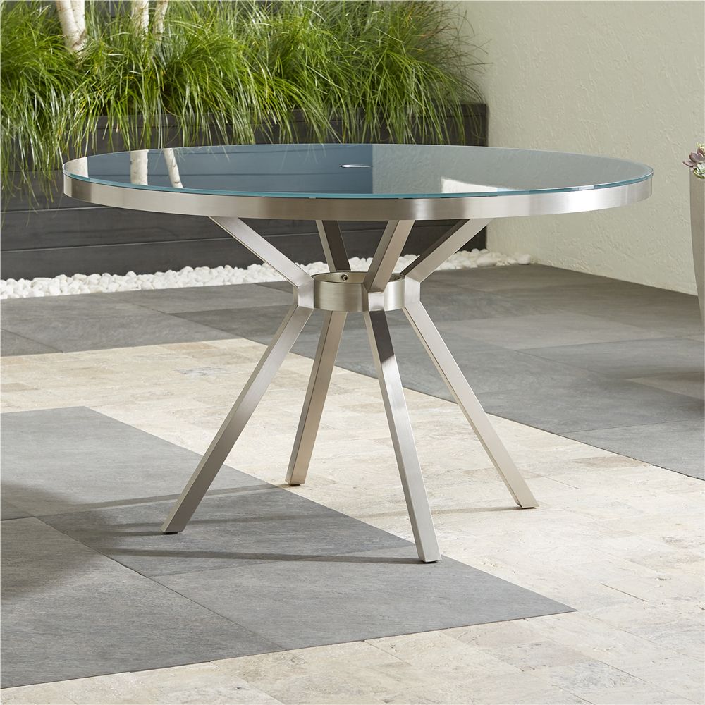 Dune Round Outdoor Dining Table with Painted Charcoal Glass - Crate and ...