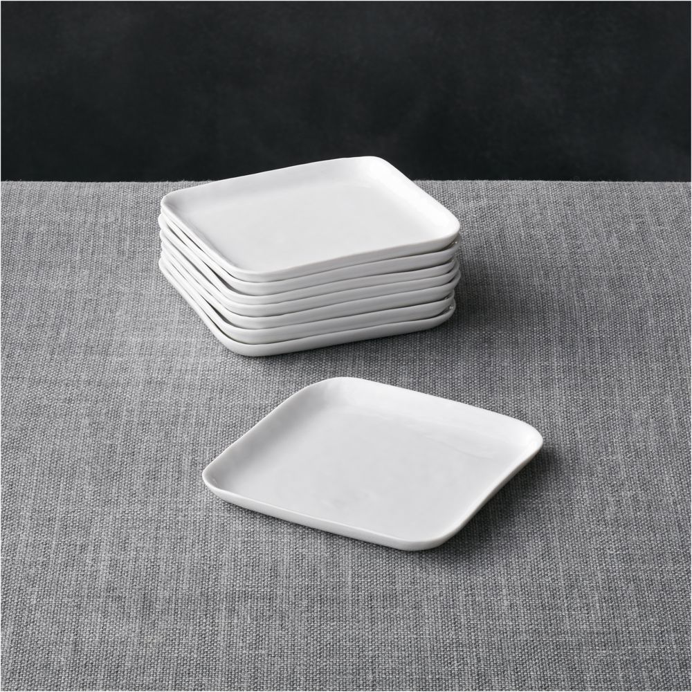 Mercer White Square Porcelain Appetizer Plates, Set of 8 - Crate and ...