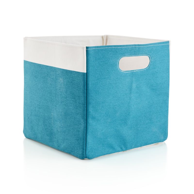 Color Block Teal Cube Storage Bin - Crate and Barrel | Havenly