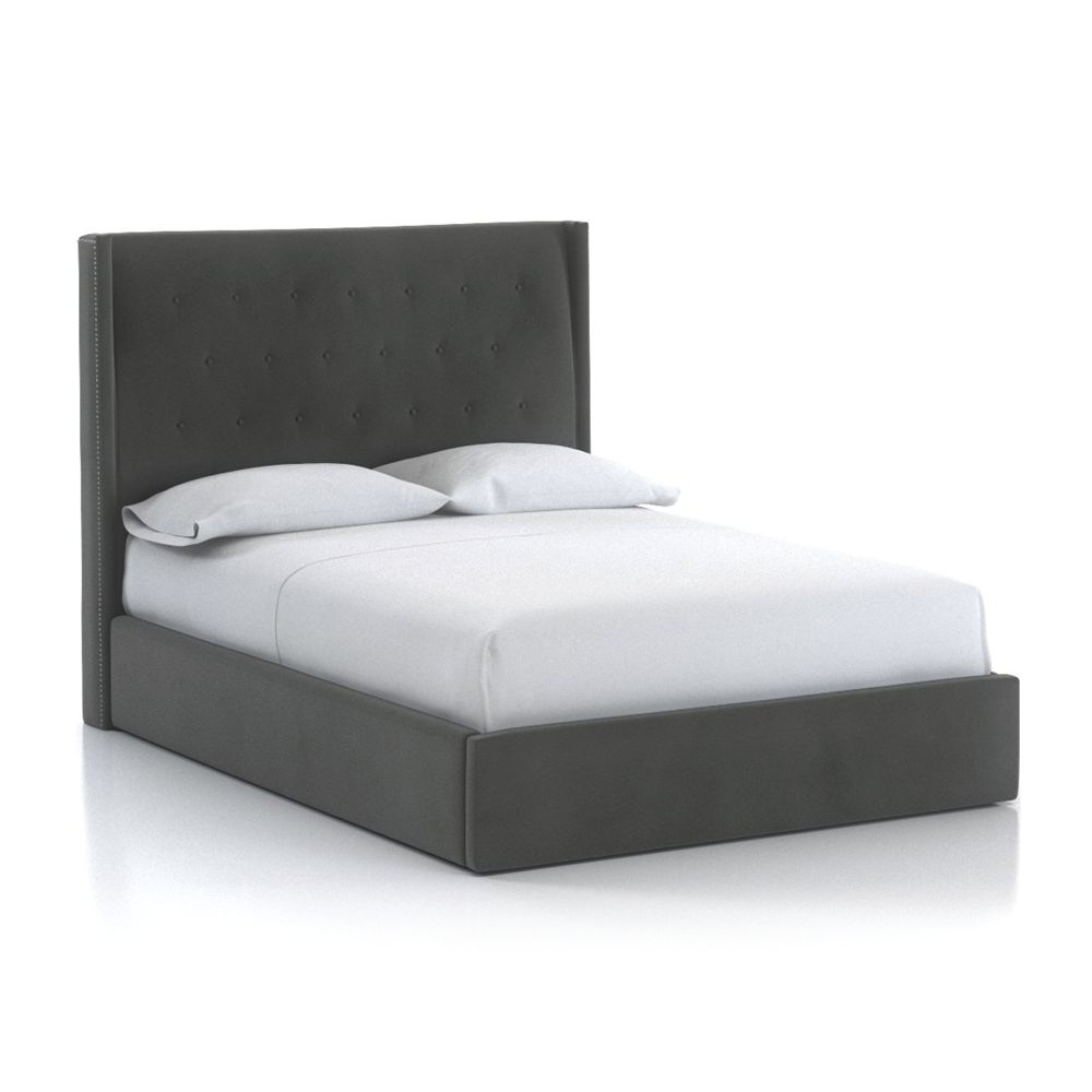 Ronin Queen Tufted Wingback Bed Fog - Crate and Barrel | Havenly