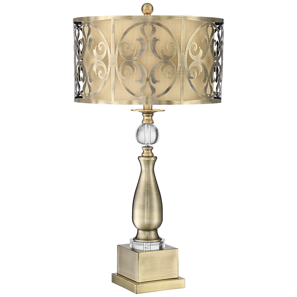 Possini Euro Doris 30 1/2" Brass Double Shade Candlestick Table Lamp - Lamps Plus | Havenly