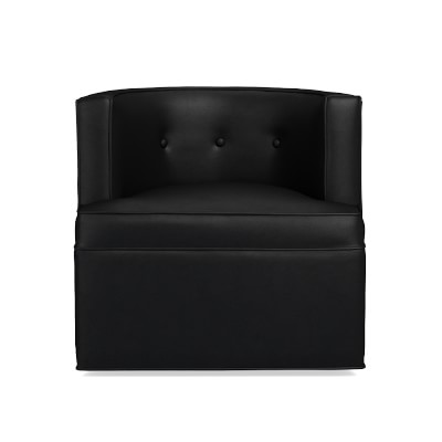 Geoffrey Swivel Chair, Leather, Black - Williams Sonoma | Havenly