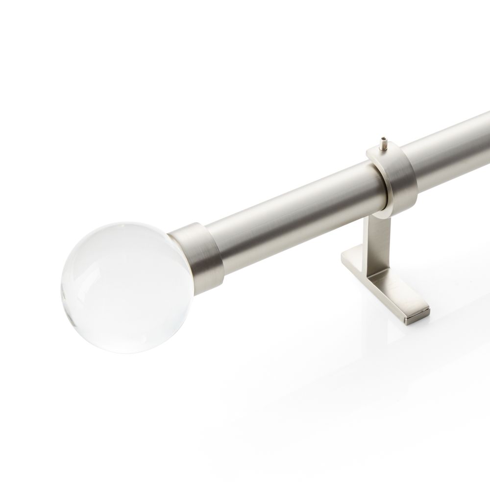 Brushed Nickel 1" Curtain Rod and Glass End Cap Finials Set 48"-88 ...