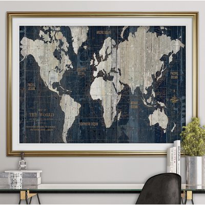 'OLD WORLD MAP' Framed Acrylic Painting Print - Wayfair | Havenly