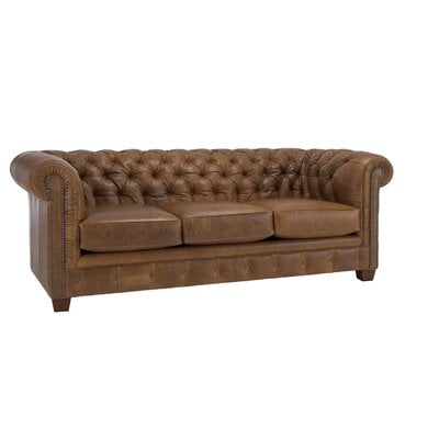 Melany Tufted Leather Chesterfield Sofa Wayfair Havenly