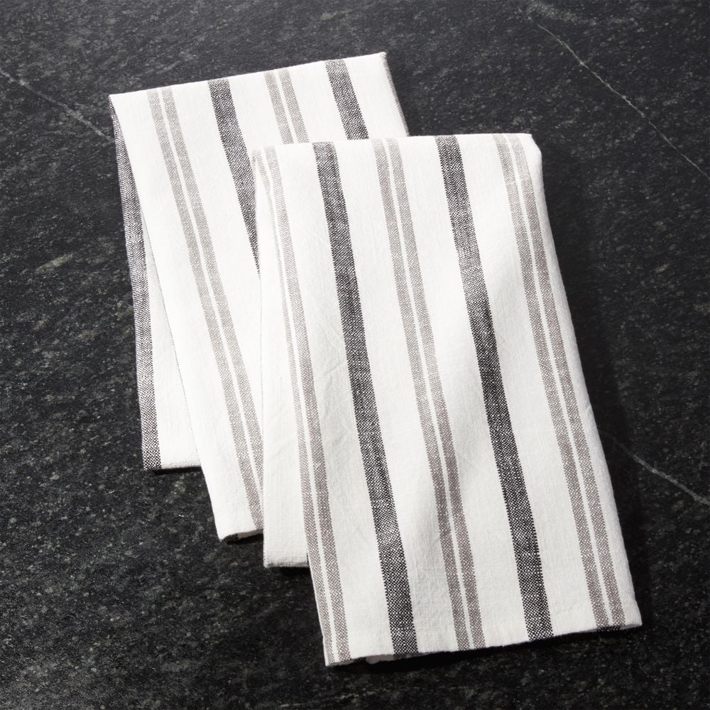 Farmhouse Grey Stripe Dish Towels, Set of 2 - Crate and Barrel | Havenly