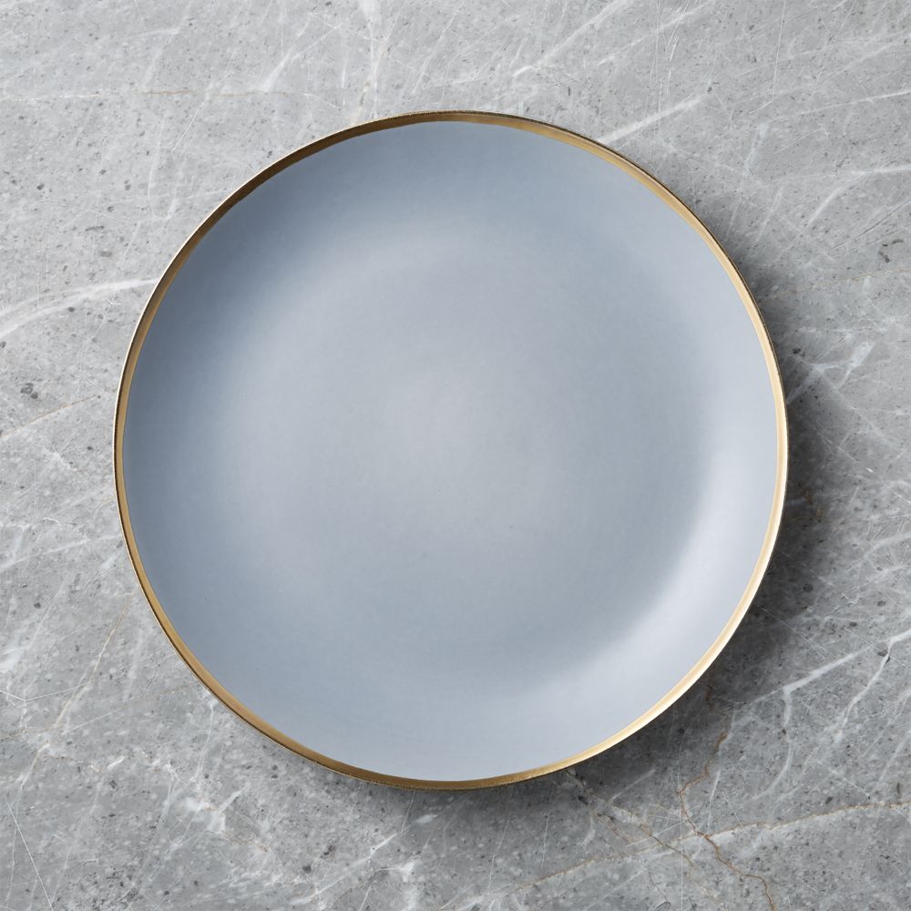 Addison Grey Gold Rim Dinner Plate - Crate and Barrel | Havenly