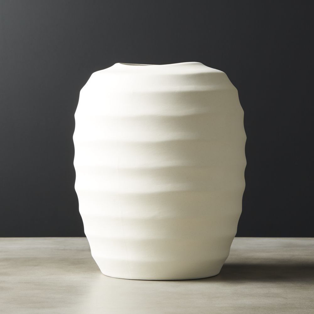 Camden Ivory Ceramic Vase - CB2 | Havenly