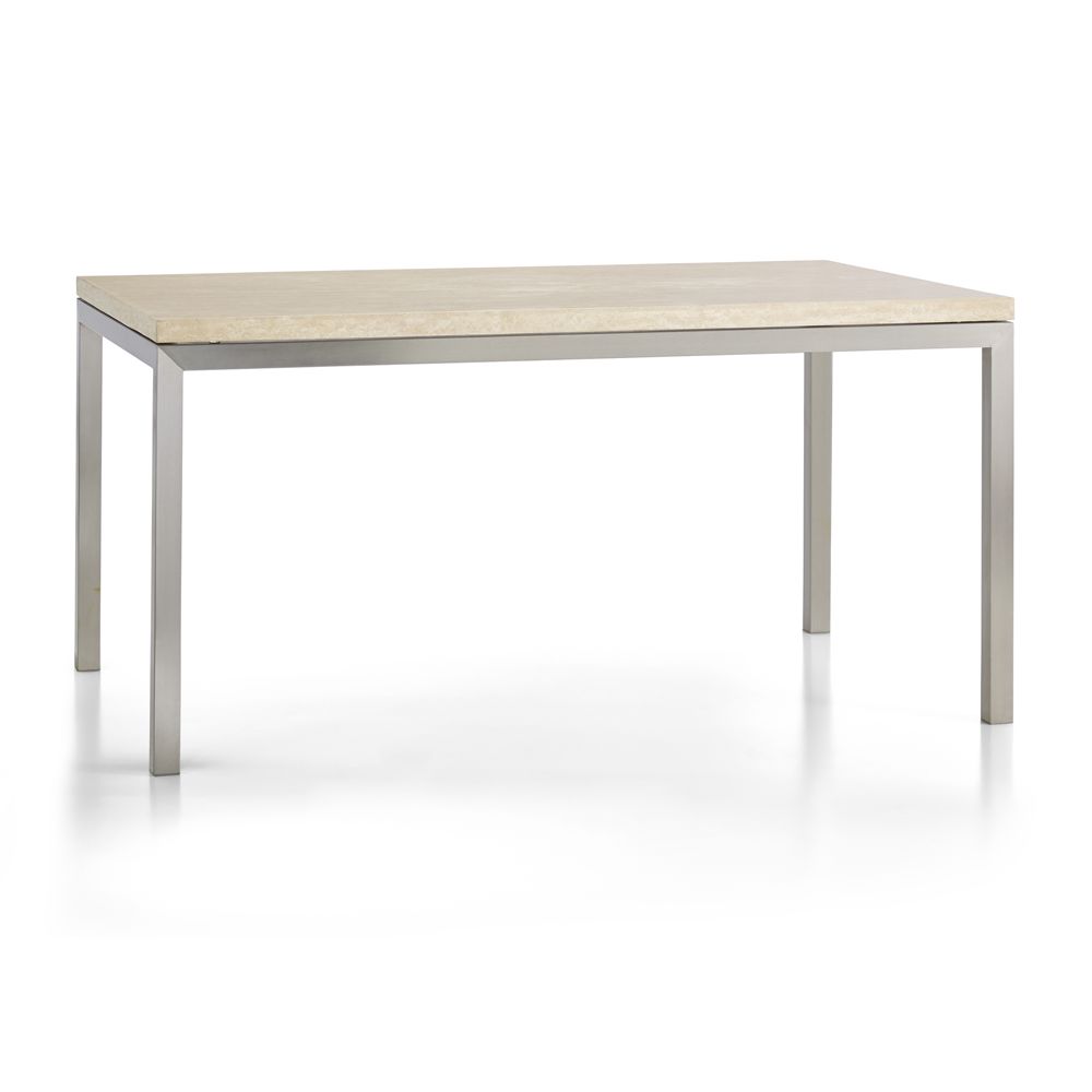 Parsons Travertine Top/ Stainless Steel Base 60x36 Dining Table - Crate ...