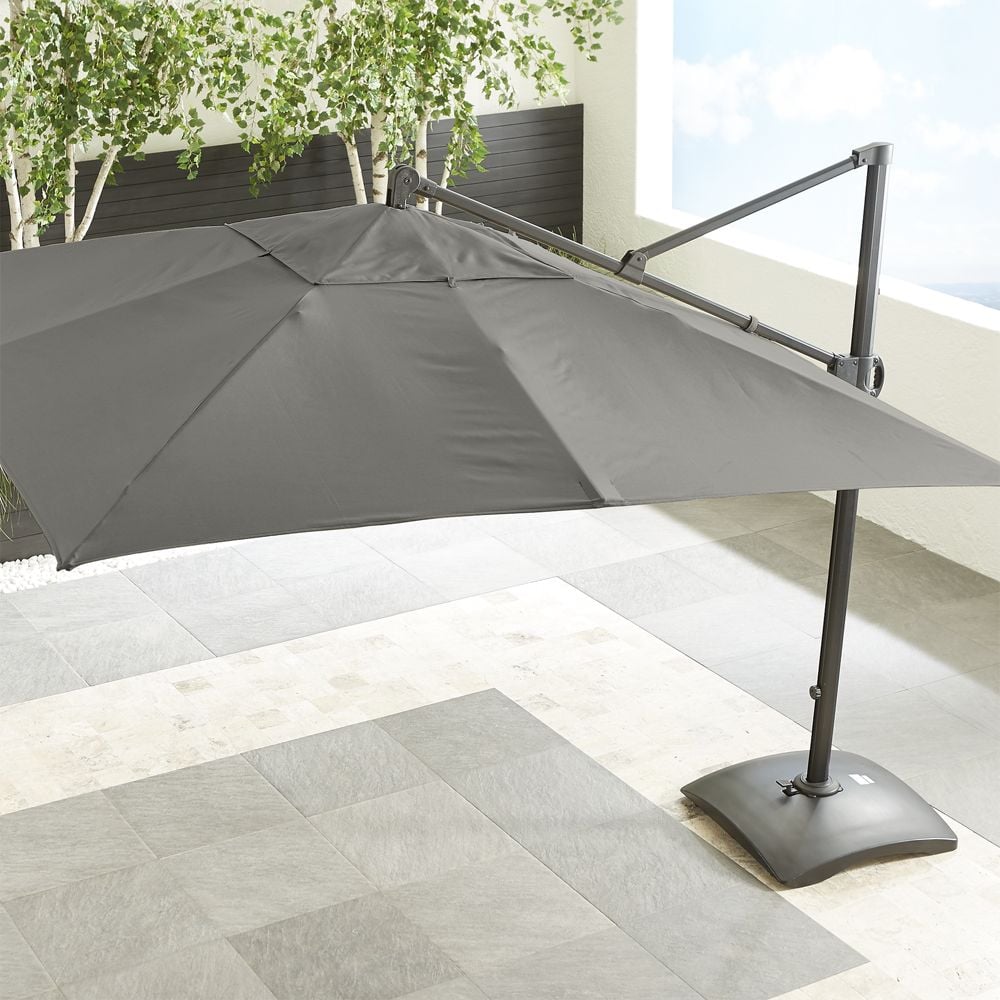 10' Sunbrella ® Graphite Square Cantilever Outdoor Patio Umbrella with ...