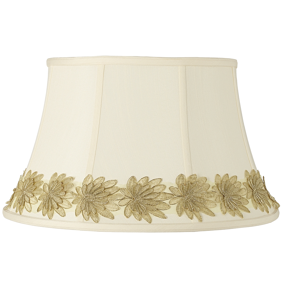 Springcrest Creme Shade with Gold Flower Trim 13x19x11 (Spider) - Lamps ...