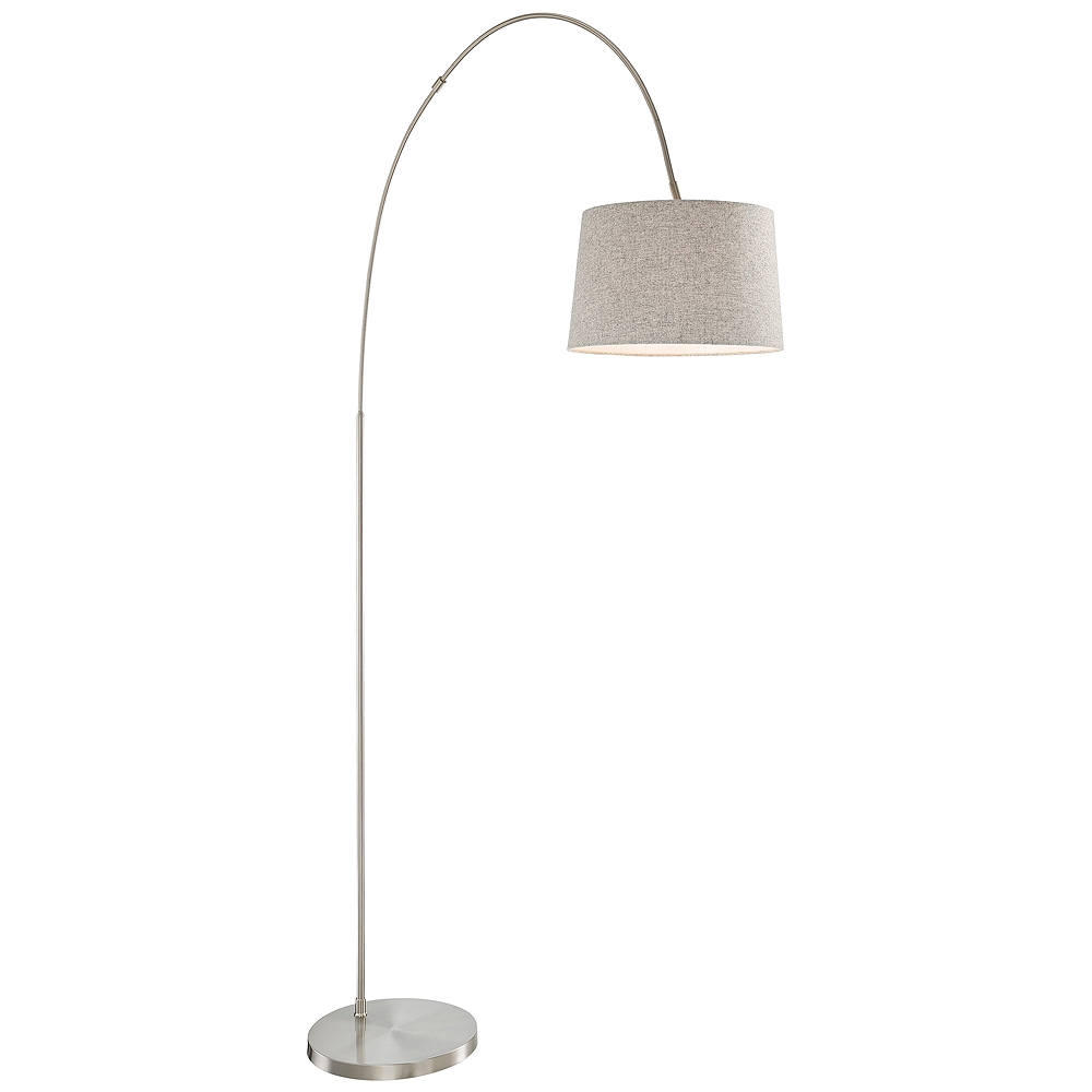 Hooper Brushed Nickel Arc Floor Lamp with Gray Shade - Style # 33H94 ...