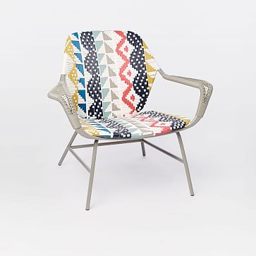Colorblock Woven Lounge Chair, Multi - West Elm | Havenly