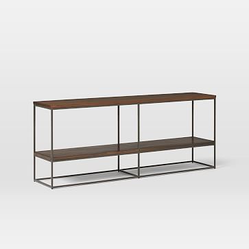 Streamline Bookshelf, 60", Dark Walnut, Antique Bronze - West Elm | Havenly