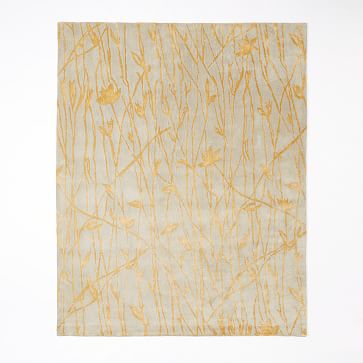 Botanical Twigs Wool Rug, 9'x12', Oatmeal/Gold - West Elm | Havenly