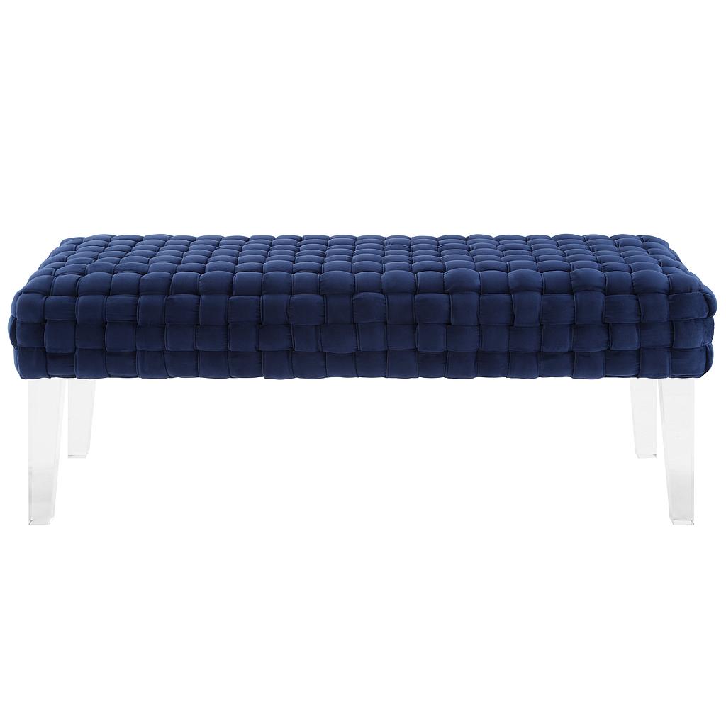 Salem Woven Navy Velvet Bench - Maren Home | Havenly
