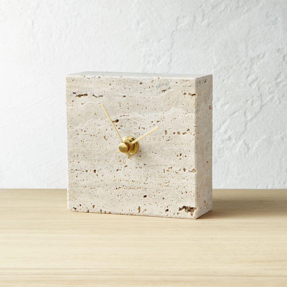 Travertine Stone Clock - CB2 | Havenly