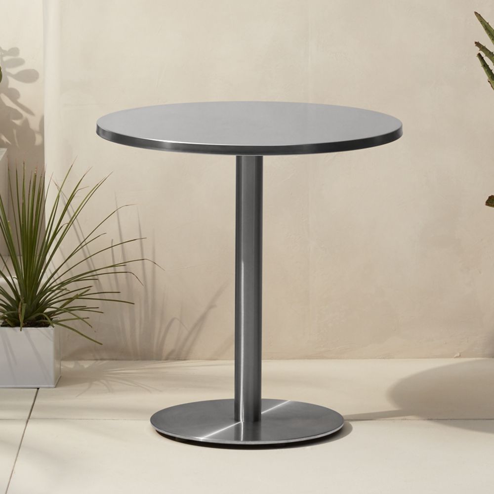 Watermark Stainless Steel Outdoor Bistro Table - CB2 | Havenly