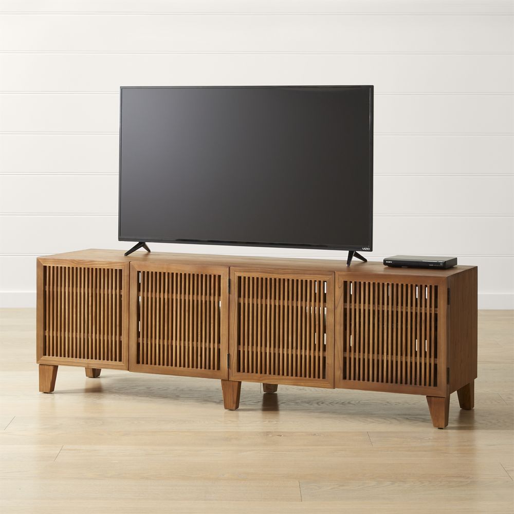 Marin Natural 75.25" Storage Media Console - Crate and Barrel | Havenly