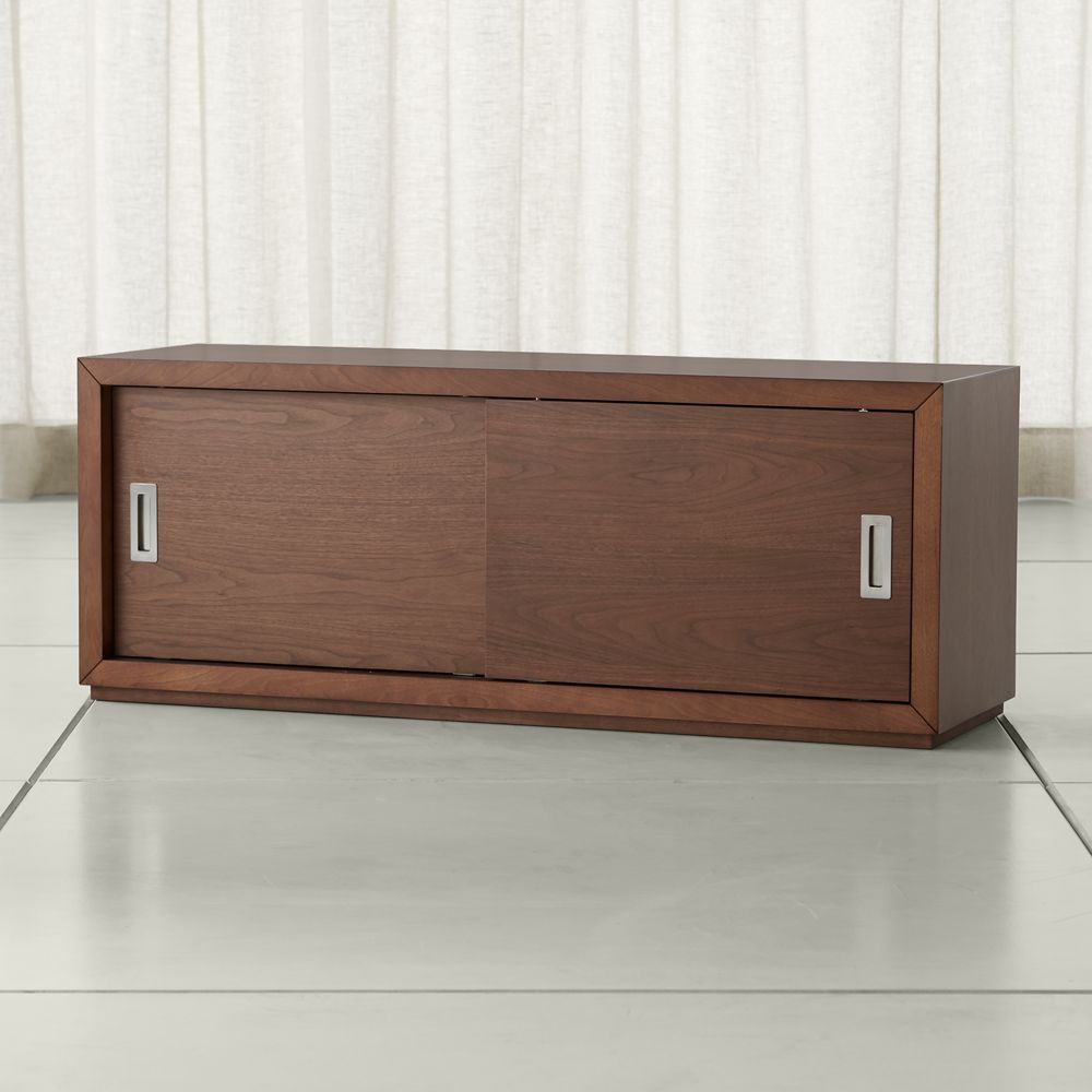 Aspect Walnut 47.5" Modular Sliding Door Storage Unit - Crate and ...