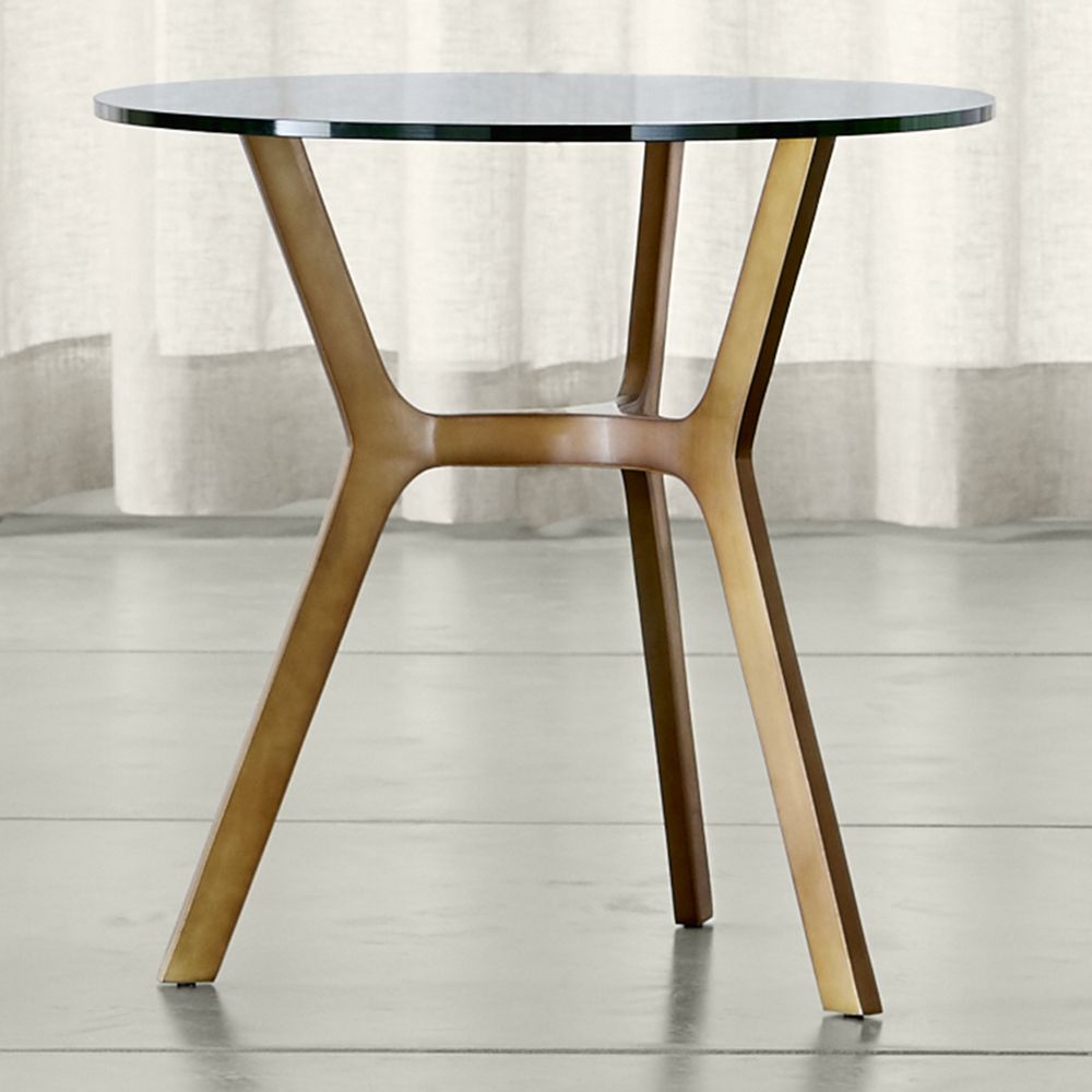 Elke Glass End Table with Brass Base - Crate and Barrel | Havenly