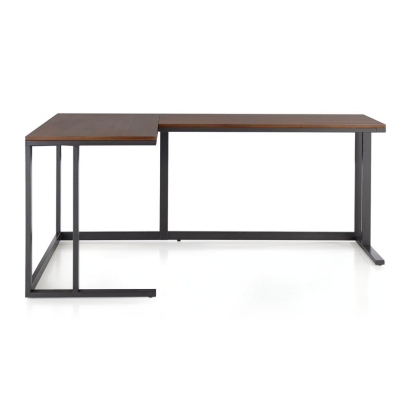 Pilsen Graphite Corner Desk with Walnut Top Crate and Barrel Havenly
