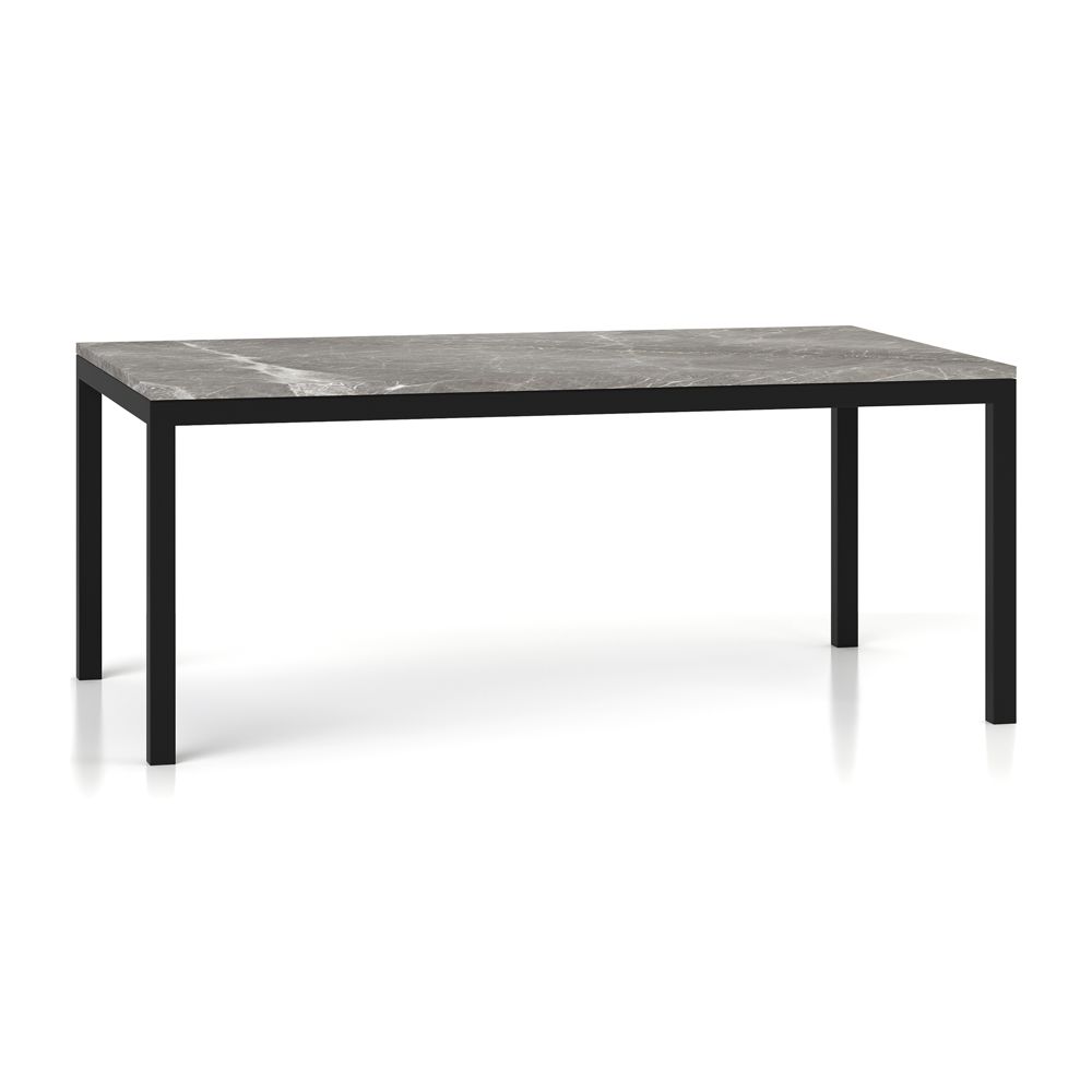 Parsons Grey Marble Top/ Dark Steel Base 72x42 Dining Table - Crate and ...