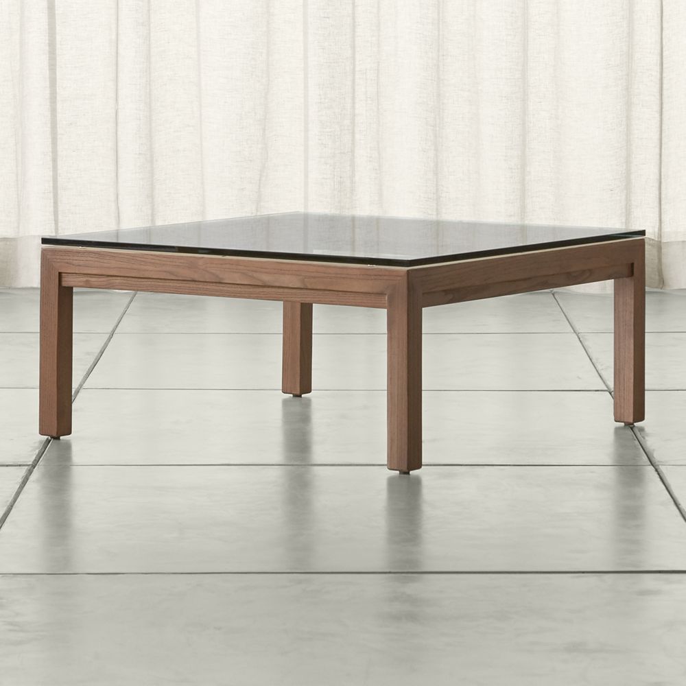 Parsons Clear Glass Top/ Elm Base 36x36 Square Coffee Table - Crate and ...