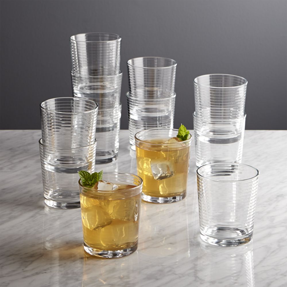 Rings Double Old-Fashioned Glasses, Set of 12 - Crate and Barrel | Havenly