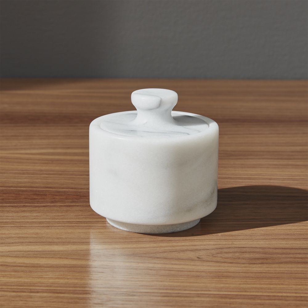 French Kitchen Marble Salt Cellar - Crate and Barrel | Havenly