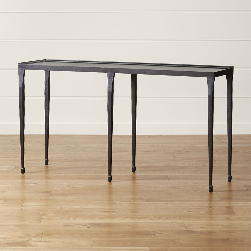 Silviano 60" Rectangular Black Iron and Steel Console Table - Crate and ...