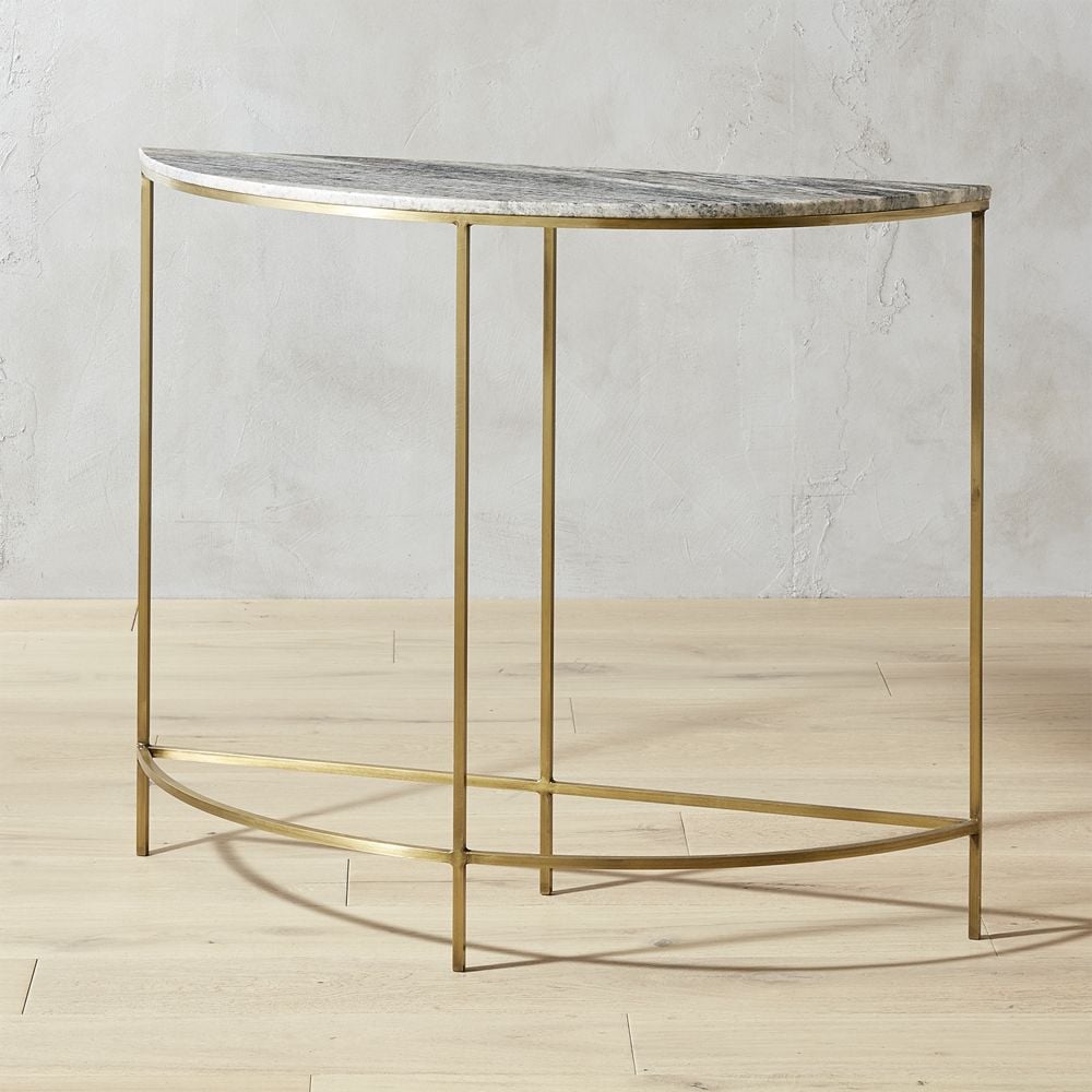 Demi Luna Black Marble Half Moon Console Table - CB2 | Havenly