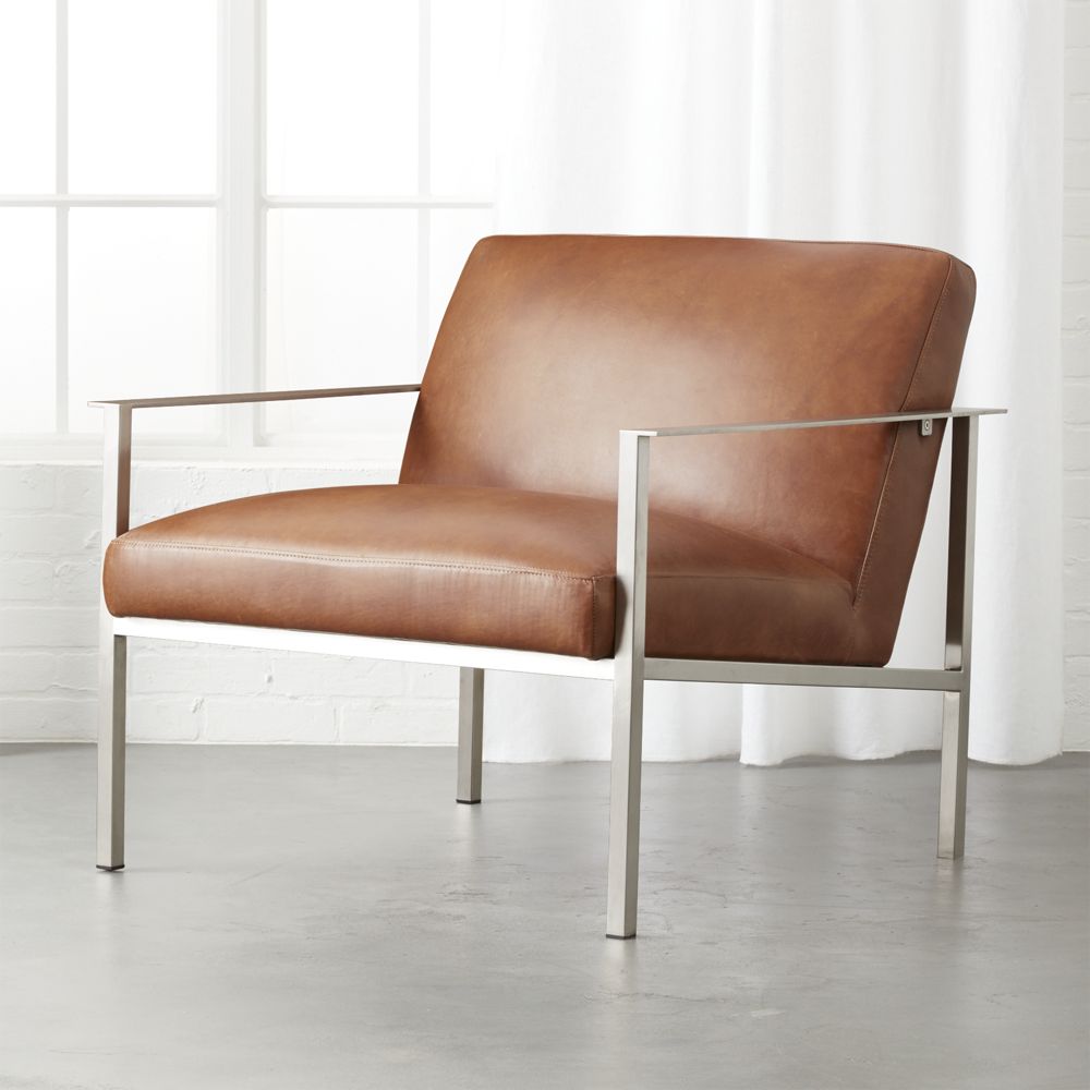 Cue Brown Leather Lounge Chair - CB2 | Havenly