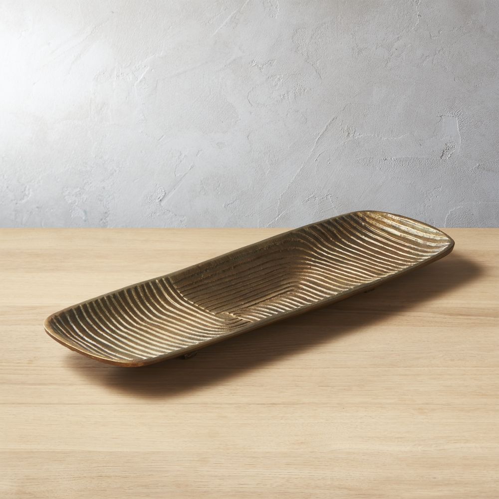 Zen Rectangular Brass Tray - CB2 | Havenly