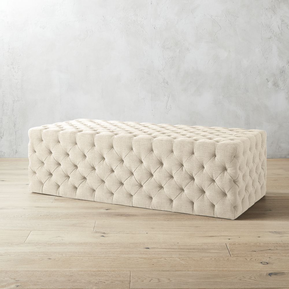 Extra Large Rectangular Natural Tufted Ottoman - CB2 | Havenly