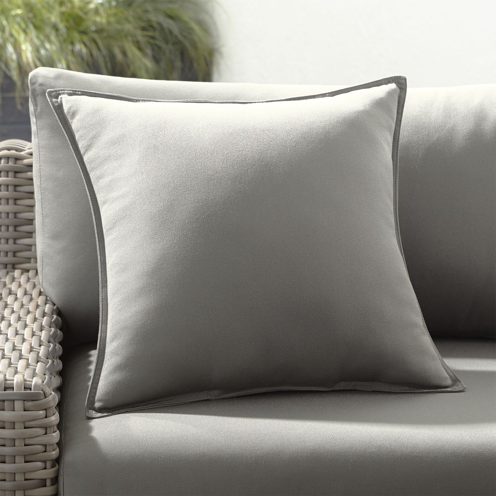 Sunbrella ® Graphite 20"x20" Outdoor Pillow - Crate and Barrel | Havenly
