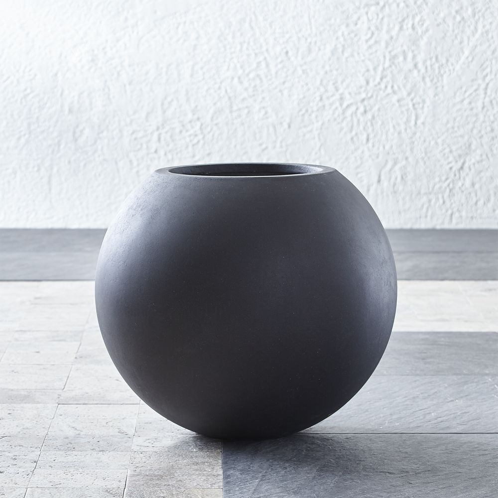 Sphere Small Dark Grey Planter - Crate and Barrel | Havenly