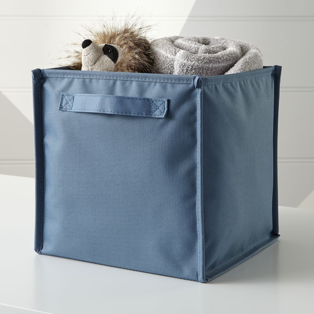 Canvas Blue Cube Bin - Crate & Kids | Havenly